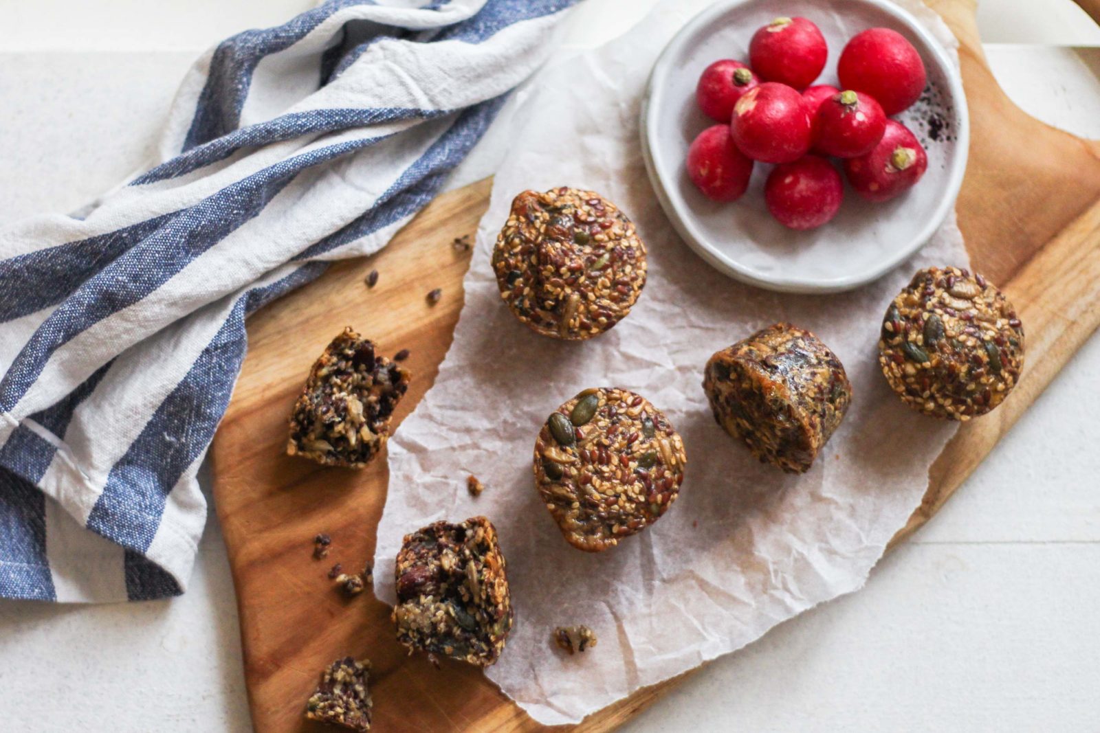 Stone age bread in bun tray - long lasting bread of seeds and nuts