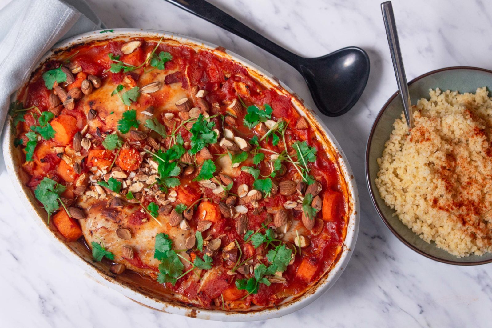 Chicken bake with almonds and bulgur - for two days