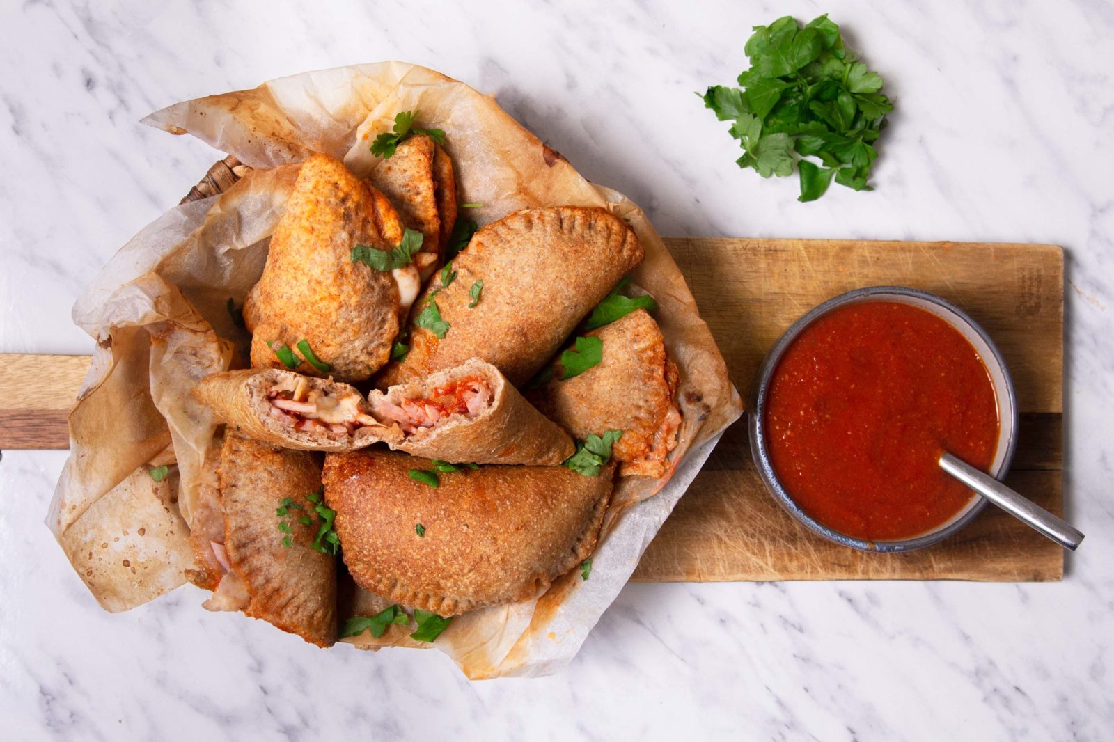 Min calzones with ham - perfect for packed lunches