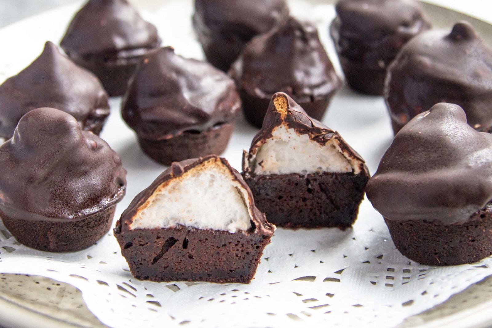 Teacake muffins with mallow fluff and chocolate coating